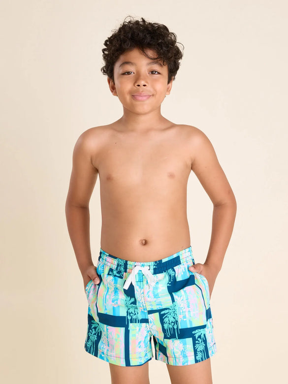 The Hip To Be Squares (Boys Classic Lined Swim Trunk)